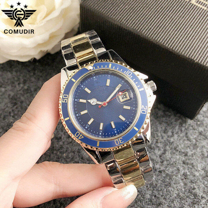 COMUDIR นาฬิกาสำหรับผู้ชายดั้งเดิมใหม่เต็มท้องฟ้าดาวสายรัดเหล็กปฏิทิน ...