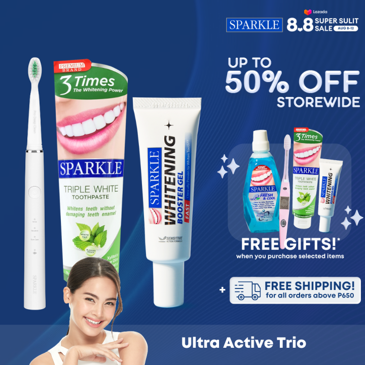 SPARKLE Ultra Active Trio (Ultra Active Toothbrush, Toothpaste, Booster Gel) | Lazada PH
