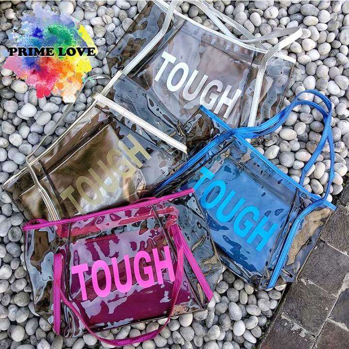 Tas Tote Bag Wanita TOUGH Transparan PVC Muat Banyak Model Simple with ...