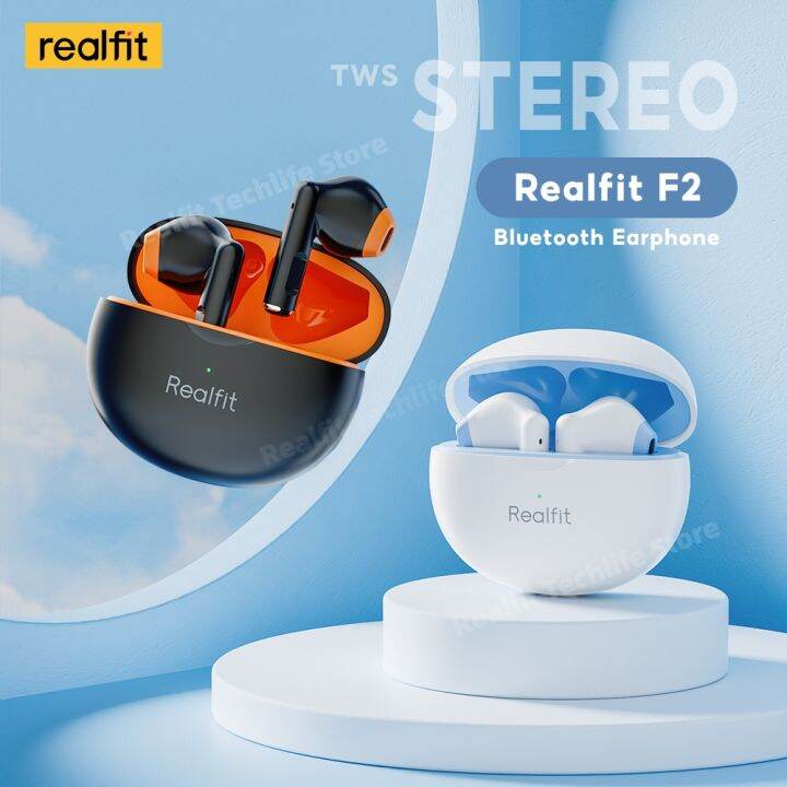 Realfit F2 หูฟังบลูทูธ TWS พร้อมสเตอริโอรอบทิศทาง3D หูฟังไร้สายกีฬากัน ...