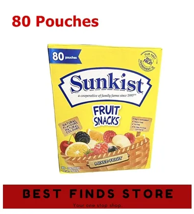 Sunkist Mixed Fruit Snacks, Natural Flavors & Colors, 80 POUCHES ...