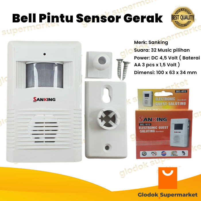 Bell Pintu Otomatis Sensor Pintu Gerak Alarm Sanking BE-051 Electronic ...