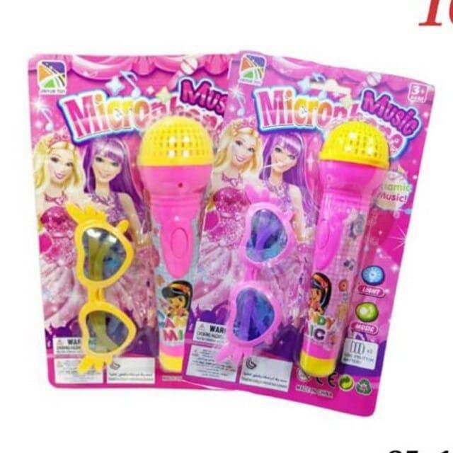MAINAN ANAK PEREMPUAN MICROPHONE MIC DAN KACAMATA BATERAI | Lazada ...