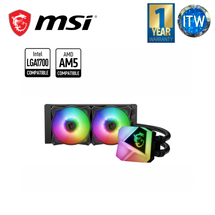 MSI MAG CoreLiquid C240 AIO ARGB CPU Liquid Cooler 240mm Radiator LGA ...