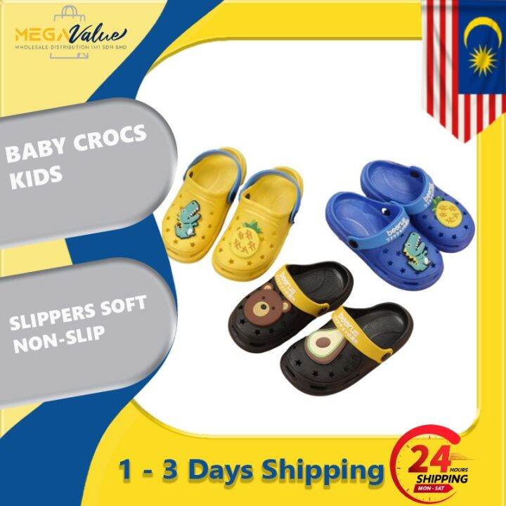 READY STOCK | Baby Crocs Kids Boy's sandals cartoon boy's slippers soft ...
