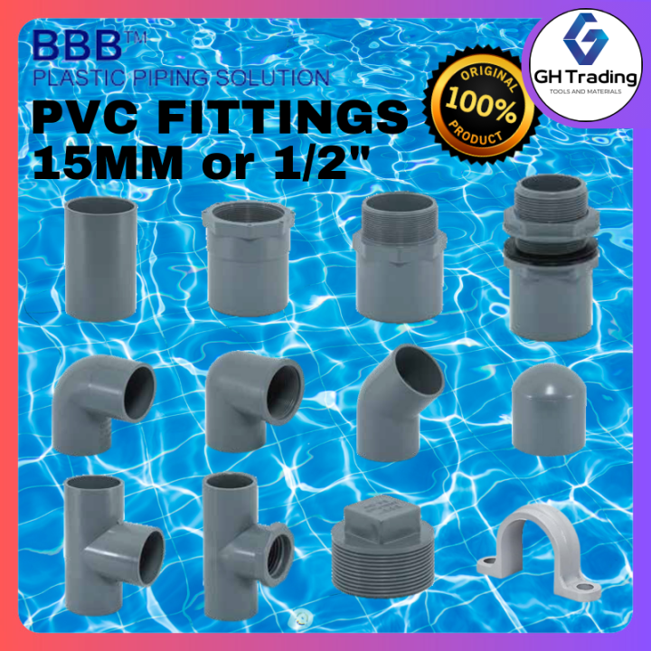 PVC Fitting 15mm 1/2" Socket Elbow 45 Tee PT Socket V Tank Connector Threaded Plug End Cap Valve ...