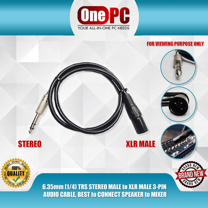 6.35mm (1/4) TRS STEREO MALE to XLR MALE 3-PIN AUDIO CABLE, BEST to ...