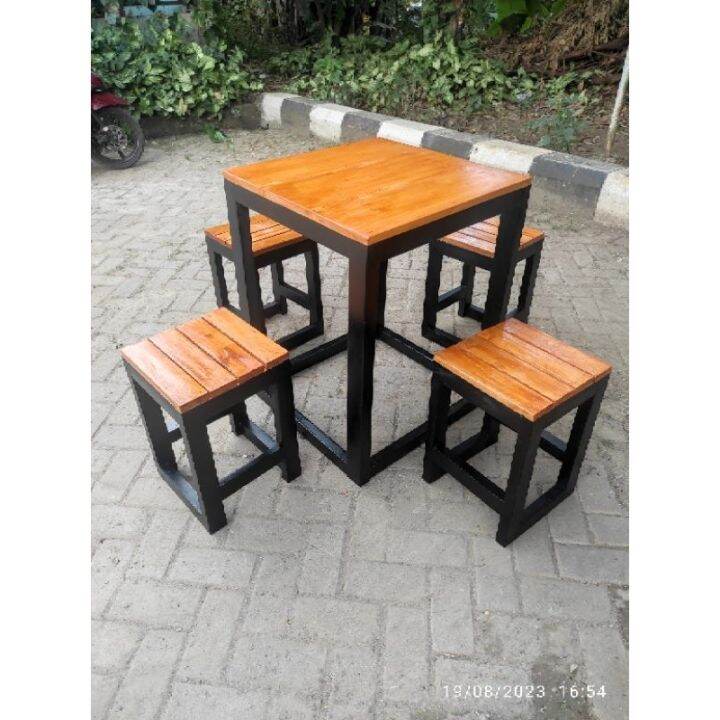 Meja Makan Set Cafe Resto Warung Bakso (1 meja + 4 kursi) Type Cubic ...