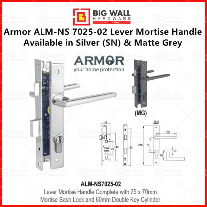 Armor Grill Door Lock 7025 02 Lever Mortise Handle Complete with 25 x ...