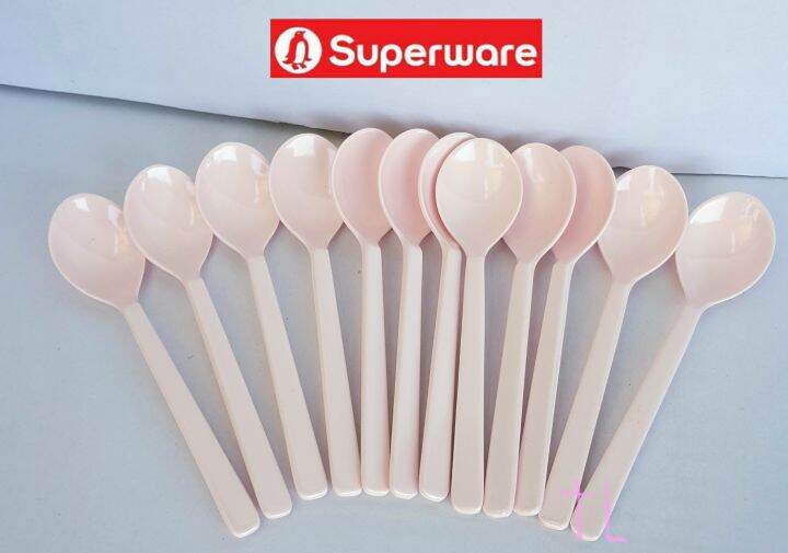 ชุดช้อนกาแฟ 12 ชิ้น สีชมพู ซุุปเปอร์แวร์เกรดA เมลามีน100% ตรานกเพนกวิน superware #Promotion ...