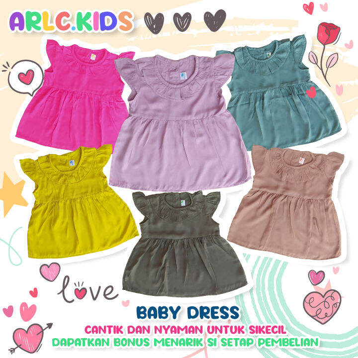 ( ARLC.KIDS ) BAJU DRESS DRES ANAK UAN / CEWEK BARU LAHIR 3 6 1 SAMPAI 18 BULAN LUCU DAN EMIUM ...