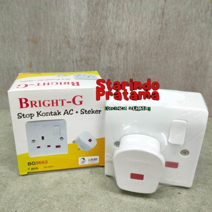 STOP KONTAK AC + STEKER BRIGHT G / STOP KONTAK AC SET BRIGHTG | Lazada ...