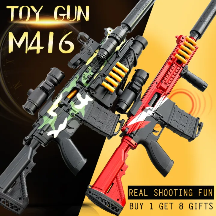 【Local Seller】laruang pistol M416 soft bullet Children's shell throwing ...