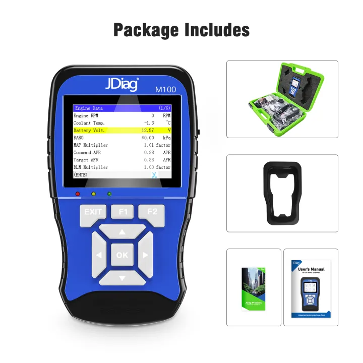 JDiag M100 Motorcycle Diagnostic Tool for k-awasaki y-amaha s-uzuki etc ...
