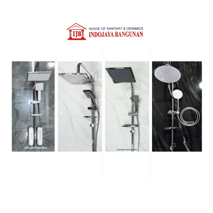 Shower Tiang Kotak Bulat Chrome Putih | Lazada Indonesia