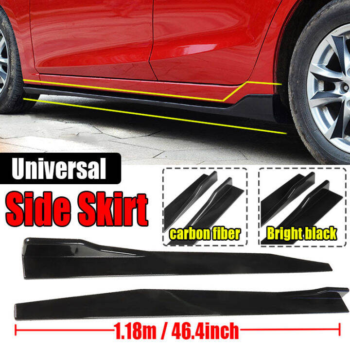 1 Pair Universal 1.18m / 46.4inch Bright Black Carbon Fiber Side Skirts ...