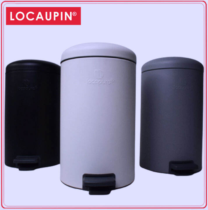 Locaupin Housekeeping Cleaning Metal Foot Pedal Type Trash Can Silent Close Lid Waste Basket ...