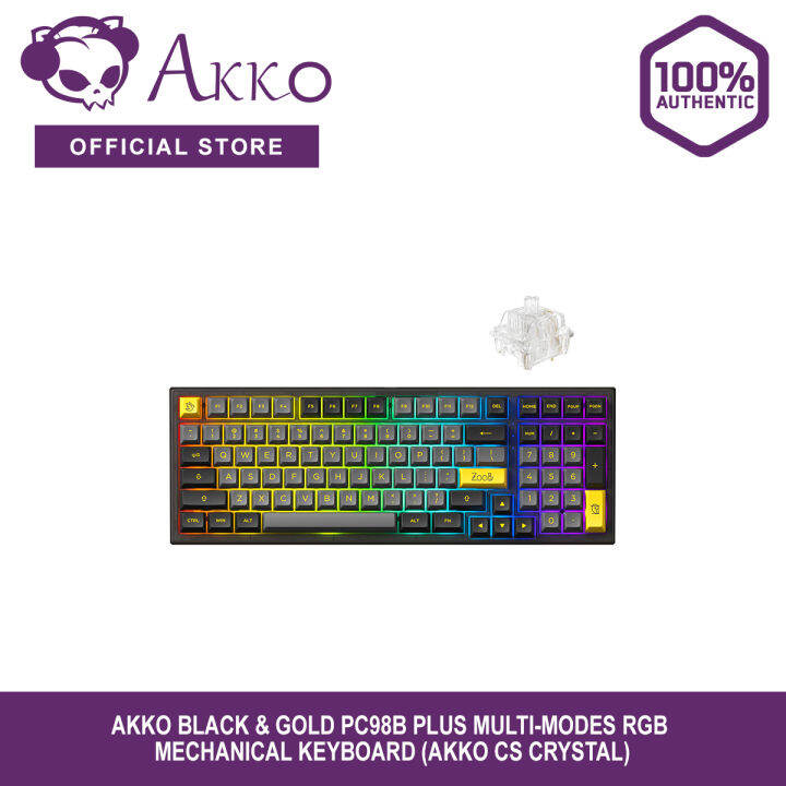 Akko Black & Gold PC98B Plus Multi-Modes RGB Mechanical Keyboard (Akko ...
