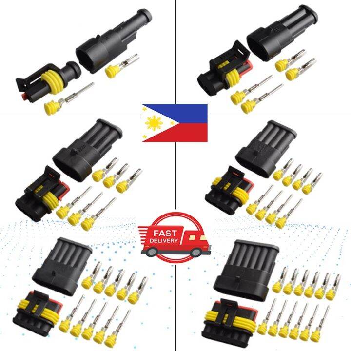 5set Waterproof Connector Car Electrical Wire Connector Cable Kit 1-6Pin Way Terminal Plug ...