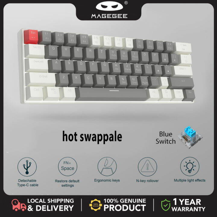 MageGee Mini 60% Mechanical Keyboard Wired LED Backlit Compact Gaming ...