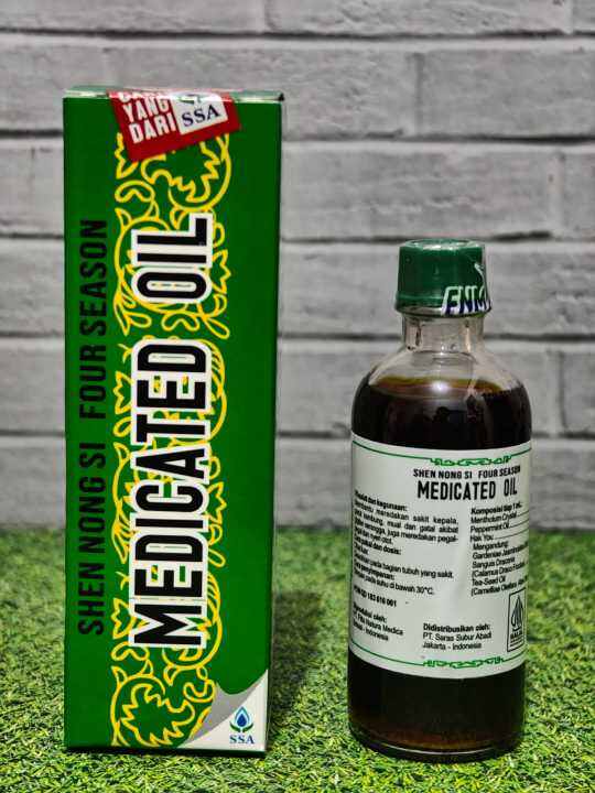Minyak Angin MEDICATED OIL Halal 40ml FOUR SEASON SHEN NONG SI SE CI YU Original BPOM SSA ...