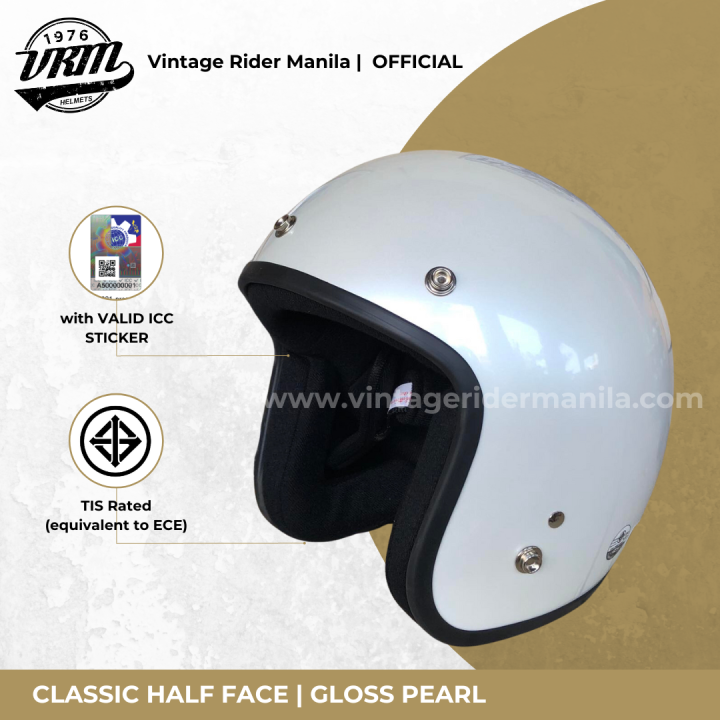 VRM 1976 Classic Gloss Pearl Half Face Helmet | Lazada PH