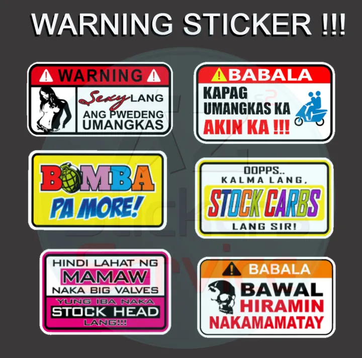 Motorcycle WARNING Sign Sticker - Set 3 (6 pcs) | Lazada PH