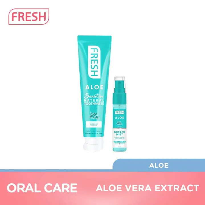 Fresh Aloe Sensitive Natural Toothpaste (120ml) + Breath Mist (10ml ...