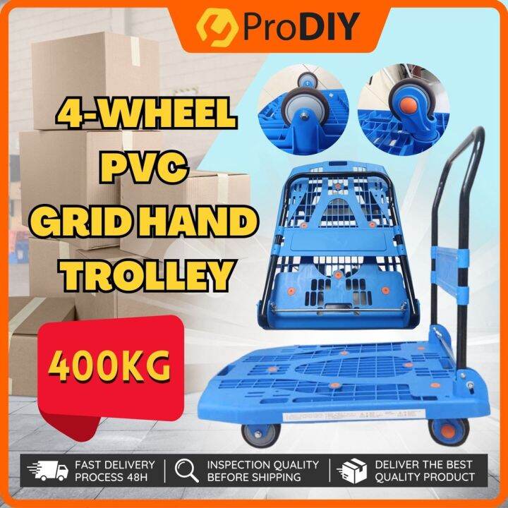Trolley Pvc 4-Wheel Hand Grid 400kg Silent Flatbed Portable Lightweight ...
