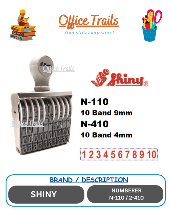 Shiny (MANUAL) 10 Digit Band Number Stamp 4mm N410/Stamp N-110 9mm 1Piece | Lazada PH