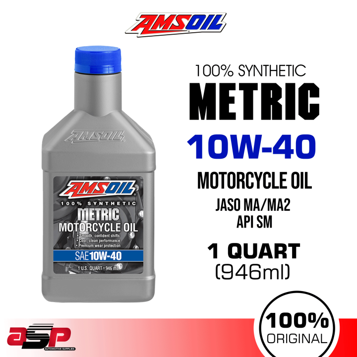 AMSOIL 10W-40 Fully Synthetic Metric Motorcycle Oil Quart (946ml ...