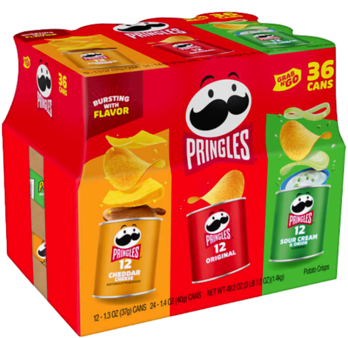 Pringles Grab and Go Variety Pack, 3 Crisp Flavors 12 and 36 cans ...