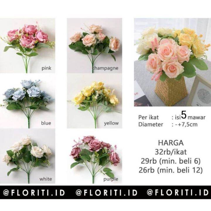 (5 tangkai) Bunga Mawar Artificial Flower Diameter 7cm | Lazada Indonesia