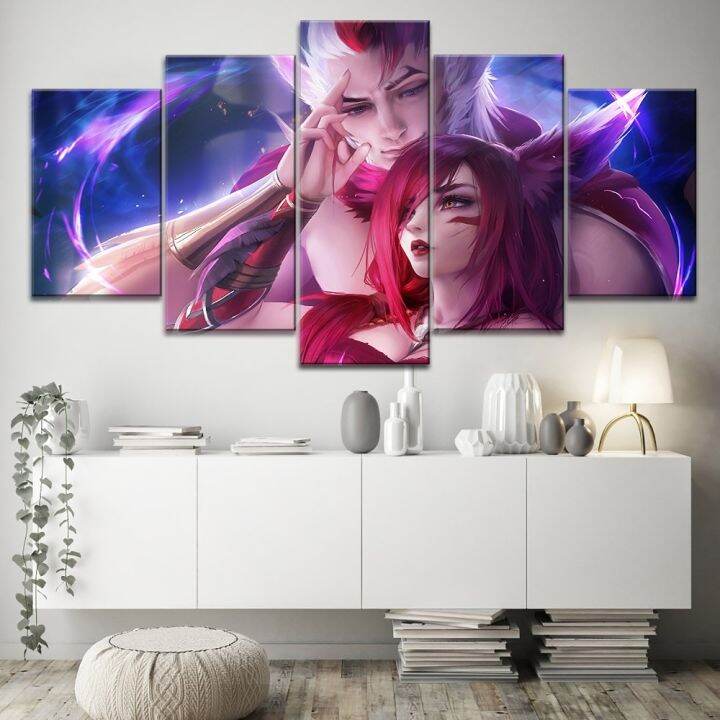 Framed 5 Piece Modular Pictures Game League of Legends Rakan And Xayah ...