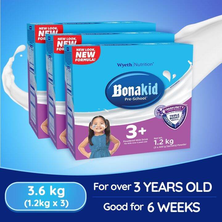 BONAKID PRE-SCHOOL®3 Powdered Milk Drink 3.6kg (1.2kg X 3) | Lazada PH