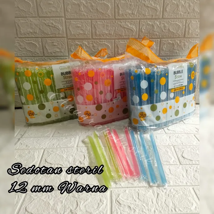 Sedotan steril Warna Warni 12 mm /sedotan Boba pipet bubble 12 mm ...