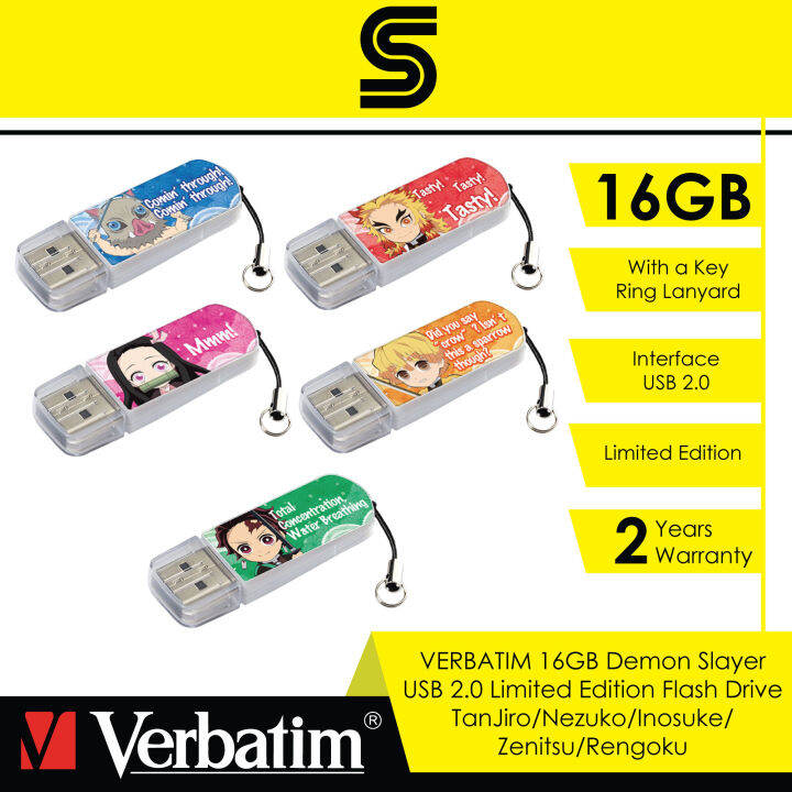 VERBATIM 16GB Demon Slayer USB 2.0 Limited Edition Flash Drive ...