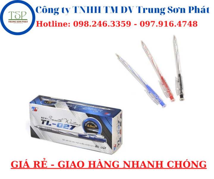 Bút Bi Thiên Long TL - 027 ( Xanh/Đen/Đỏ ) ( 20 cây/hộp ) ( 0.5mm ...