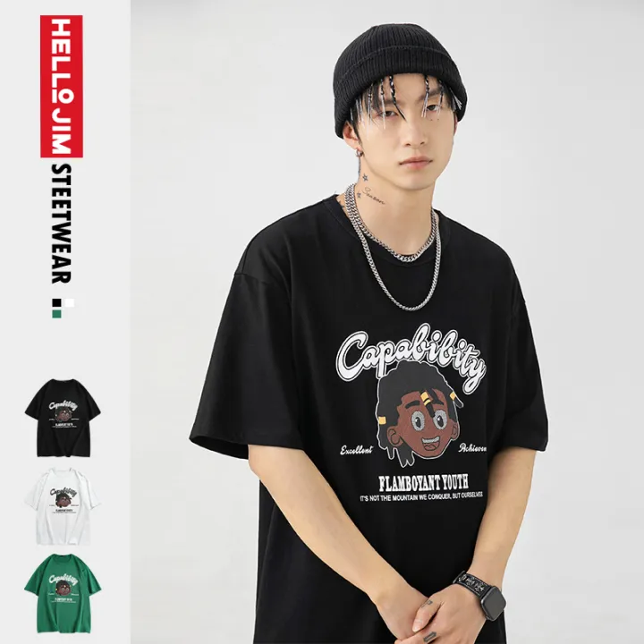 HELLO JIM Oversize ผู้ชาย Streetwear 2022ฤดูร้อนใหม่เสื้อยืดผู้ชาย ...