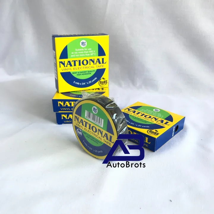 National PVC Electrical Tape Isolasi Listrik 19mm (3/4")x 20yard Hitam ...