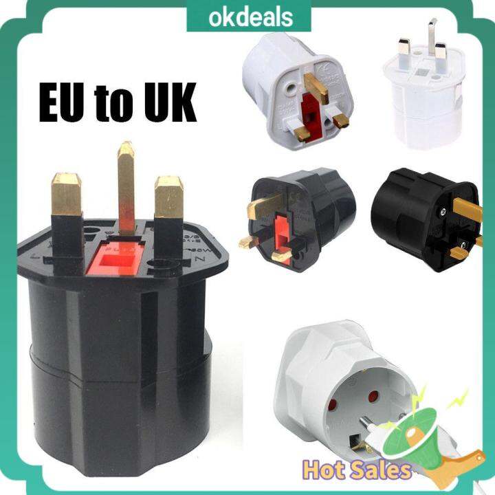 OKDEALS Universal Adaptor 2 Pin Socket Converter EU to UK 250V 13A ...