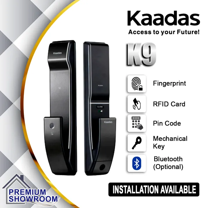KAADAS K9 (BLACK) Fingerprint Push Pull Digital Door Lock | Lazada