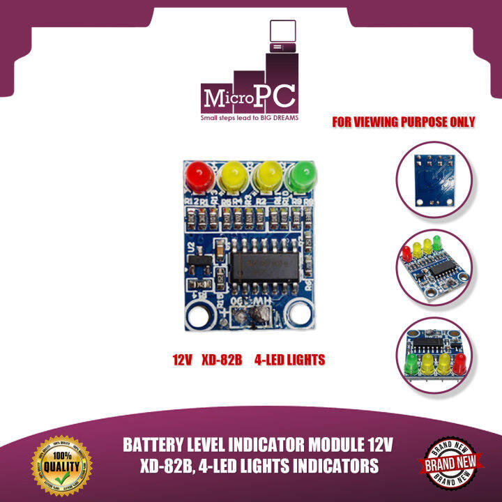 MICRO PC BATTERY LEVEL INDICATOR MODULE 12V XD-82B, 4-LED LIGHTS ...