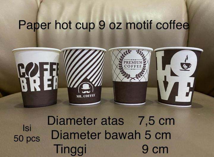 papercup 9oz 220ml gelas kertas kopi papercup motif coffee paper hot cup teh isi 9 oz tahan ...