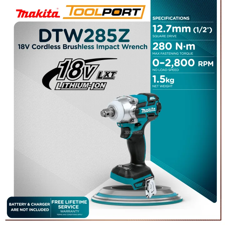 Makita DTW285Z Cordless Brushless Impact Wrench 18V LXT® Li-Ion (Bare ...