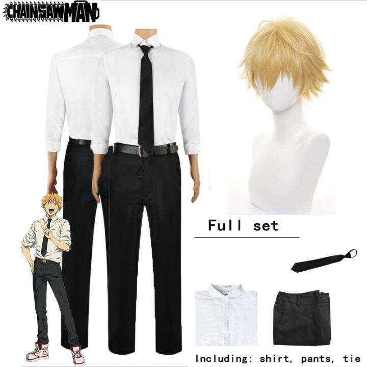 Denji Cosplay Anime Chainsaw Man Denji Cosplay kostum rambut palsu ...