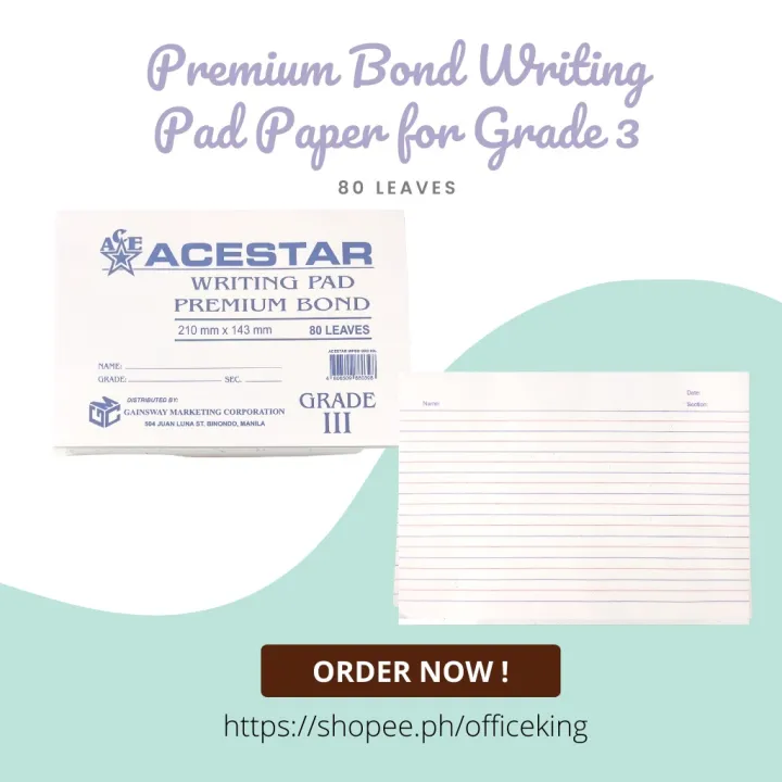 Premium Bond Writing Pad Paper for Grade 3 80 Leaves | Lazada PH