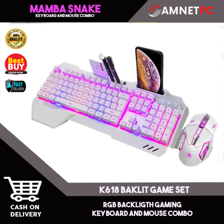 AMNETPC Mamba Snake K618-RGB Gaming Keyboard and Mouse Set K618 Wired ...