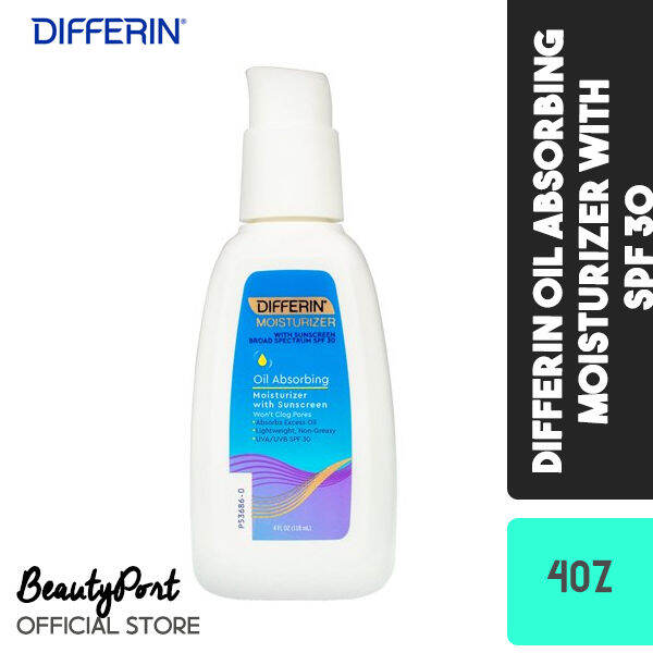 Differin Oil Absorbing Moisturizer with Sunscreen, Oil-Free, SPF 30, 4 ...