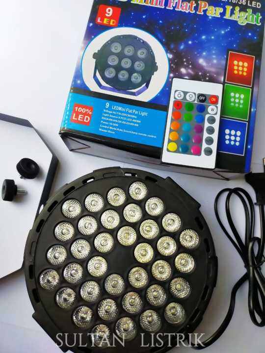 LAMPU SOROT DISCO PUTAR 18 DAN 36 MATA LED RGB REMOTAN / LAMPU SOROT ...